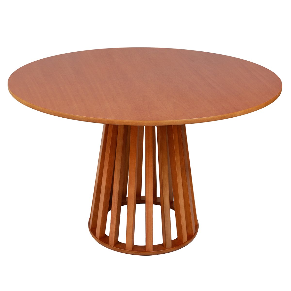 Mesa de Jantar Redonda Ripada Sol - Verniz - 1,20
